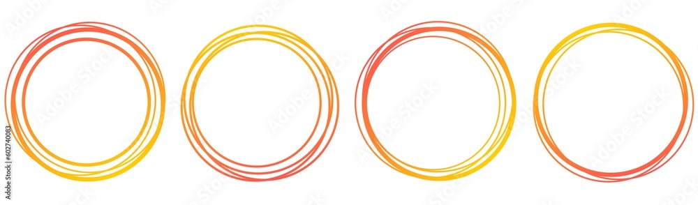 Hand drawn orange circle frame with transparent background.Orange color ...