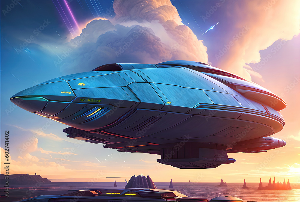 Spaceship futuristic design, science fiction wallpaper, illustration of ...