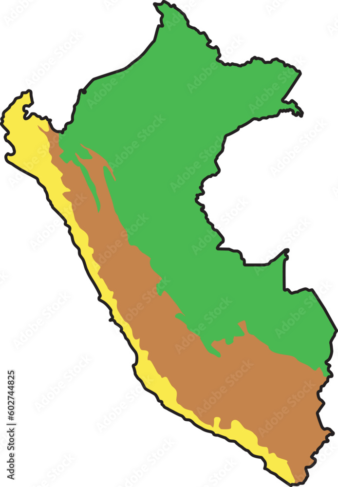 Mapa político y geográfico del peru Stock Vector | Adobe Stock