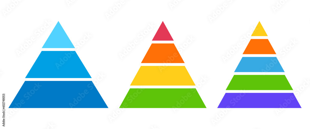 Set of Level Pyramid Vector infographic Element Design Divided Triangle ...