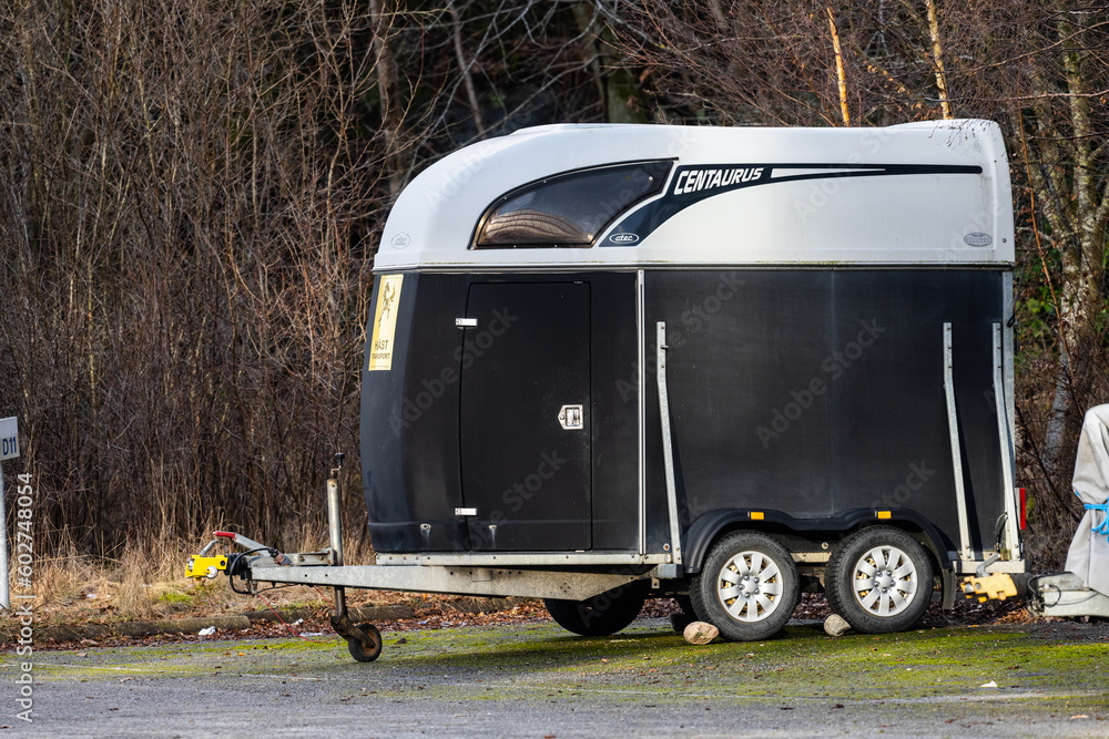 Gothenburg, Sweden - February 12 2023: Atec Centaurus horse trailer ...