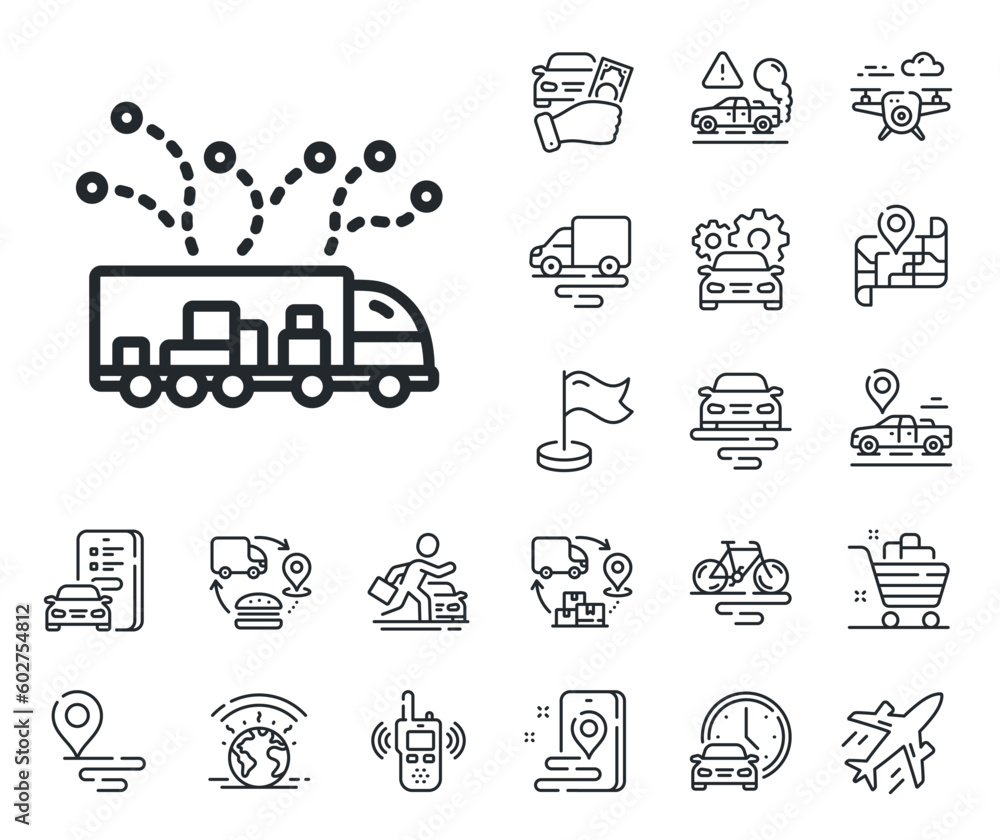 Transportation vehicle sign. Plane, supply chain and place location ...