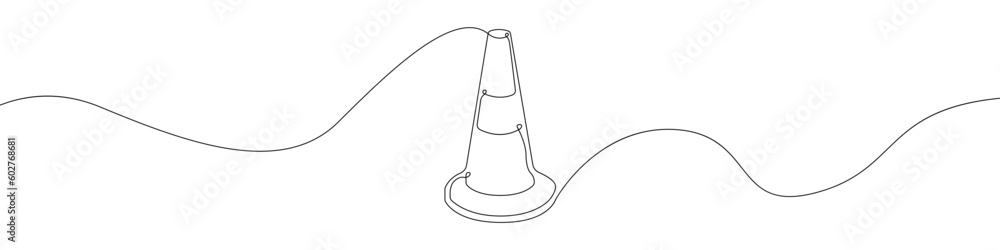 Road cone line continuous drawing vector. One line Road cone vector ...