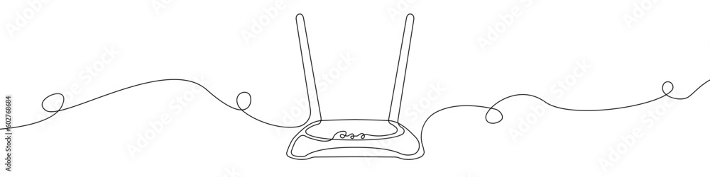 Wi-Fi router line continuous drawing vector. One line Wi-Fi router ...