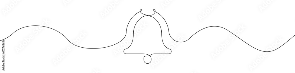 Bell line continuous drawing vector. One line Bell vector background ...