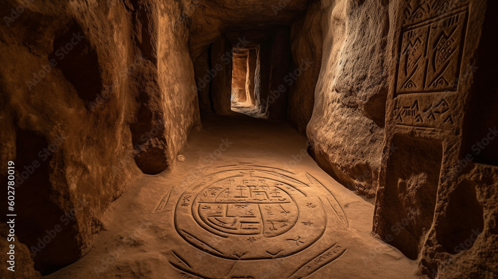 A mysterious underground passage leading to a hidden cave adorned with ...