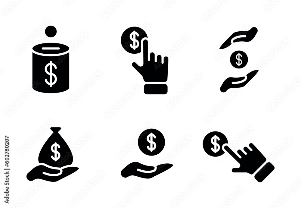 Donation icon set. Donation icon collection. The set includes a ...