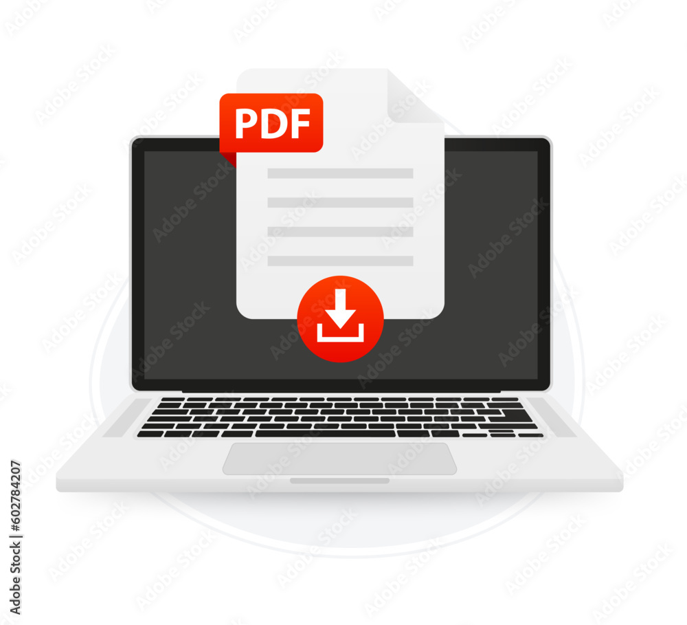 Download the laptop screen label icon PDF. Document upload concept ...
