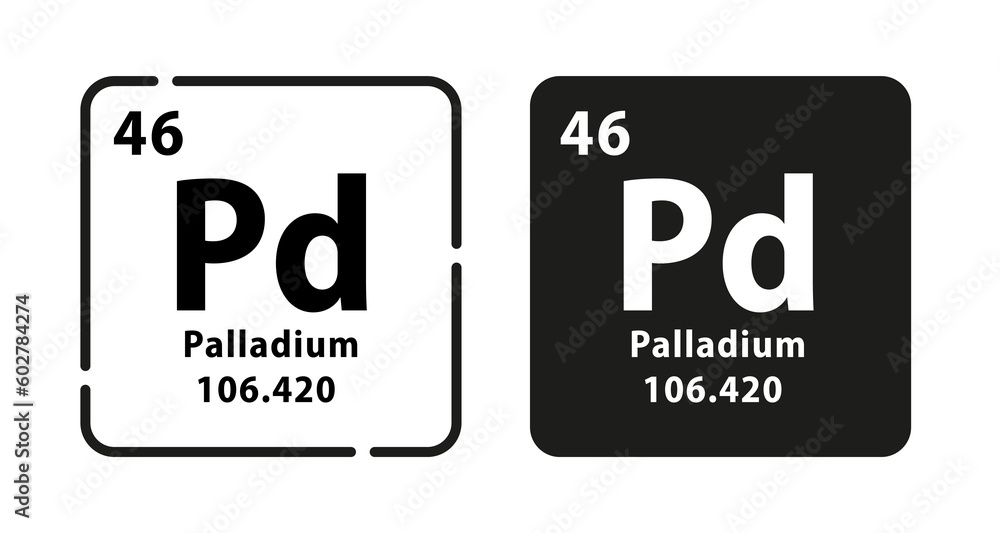 Palladium periodic element icon. The chemical element of the periodic ...