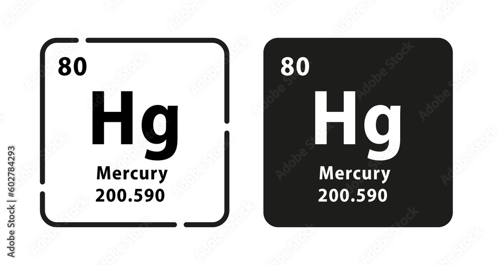 Mercury periodic element icon. The chemical element of the periodic ...