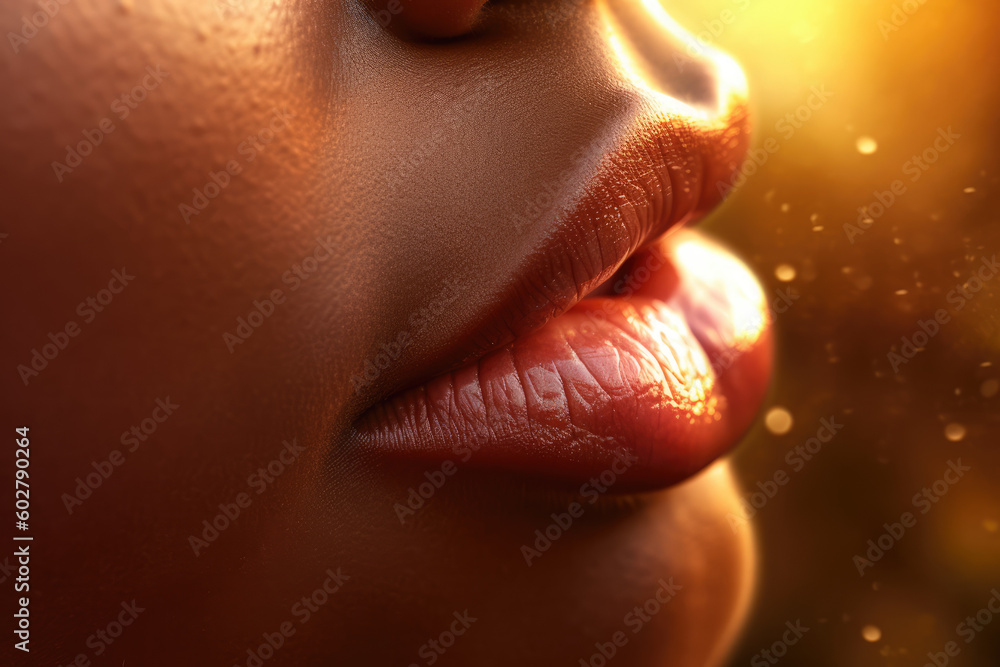 Sensual Black Woman Lips. Hyper-realistic photography capturing the ...