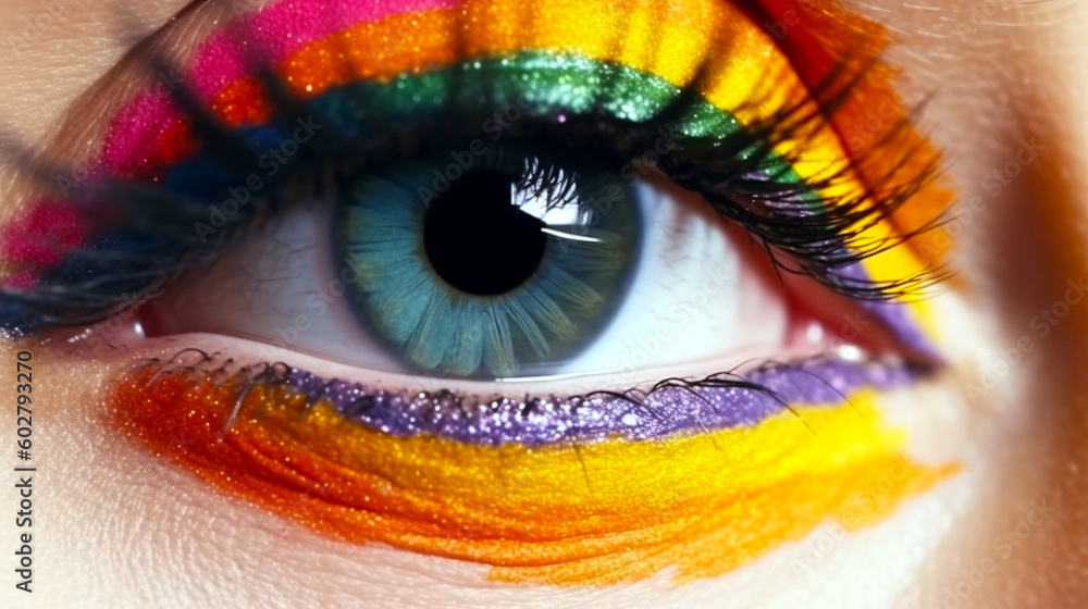 Human eye in the colors of the rainbow. Makeup. Lgbtq+ community ...