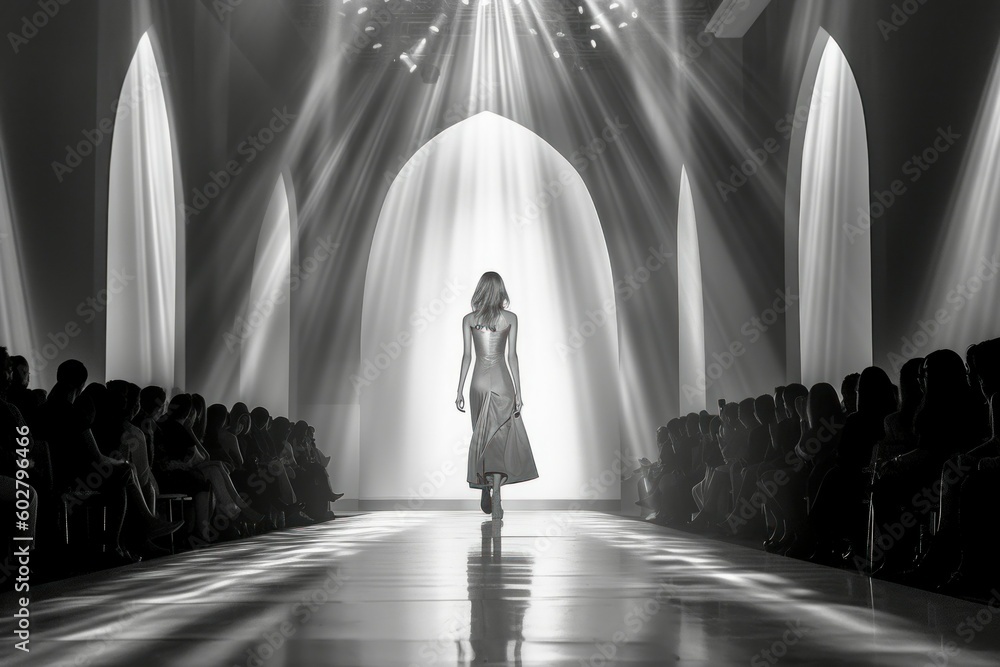 Runway and catwalk of top models at the fashion week. AI generated ...