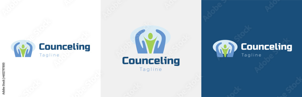 Counseling business logo design set, mental illness help modern ...