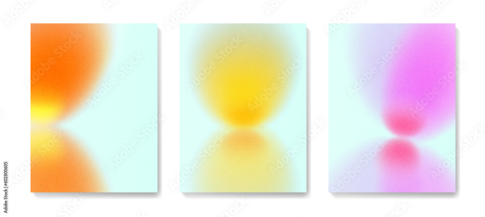 Art background with color ink gradients with grain texture. Vector set ...