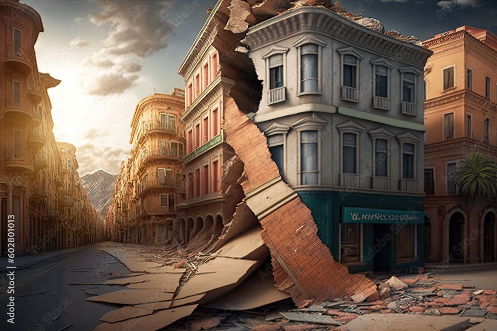 catastrophic earthquakes in cities with the ground breaking and ...