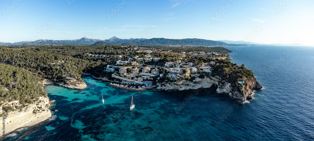 Portals Vells port and el Mago and el Rei beaches panorama, Mallorca ...