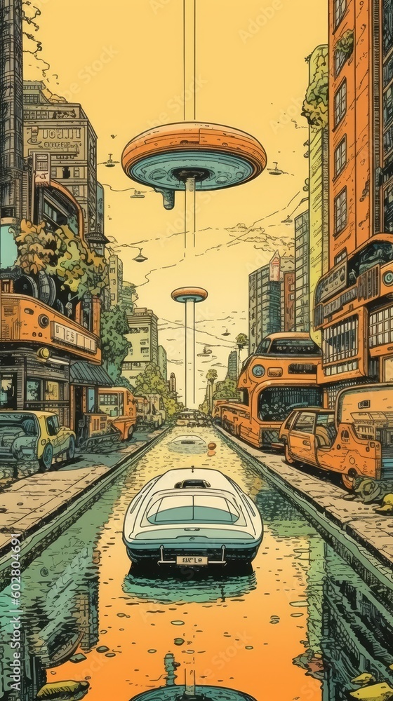 A Retro Futuristic Self-Driving Car Roaming Through Charming European ...