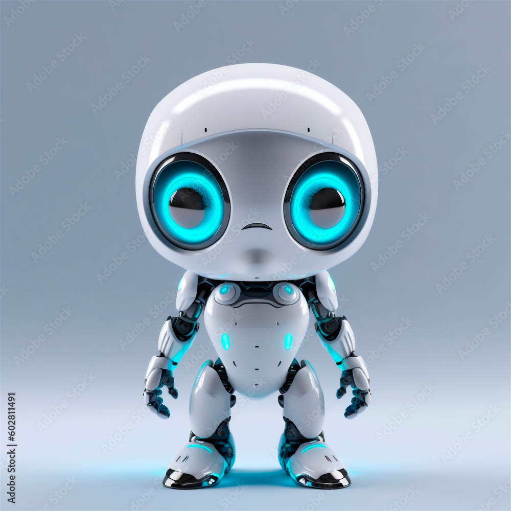 little cute robot funny virtual assistant bot isolated on white ...
