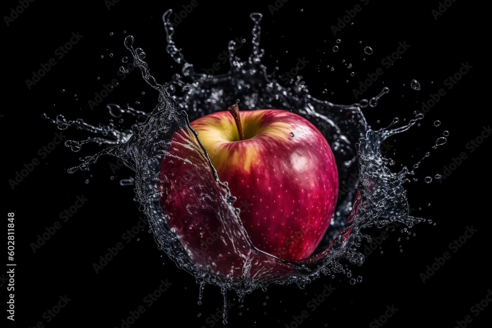 Apple water splash made with Generative AI Stock Illustration | Adobe Stock