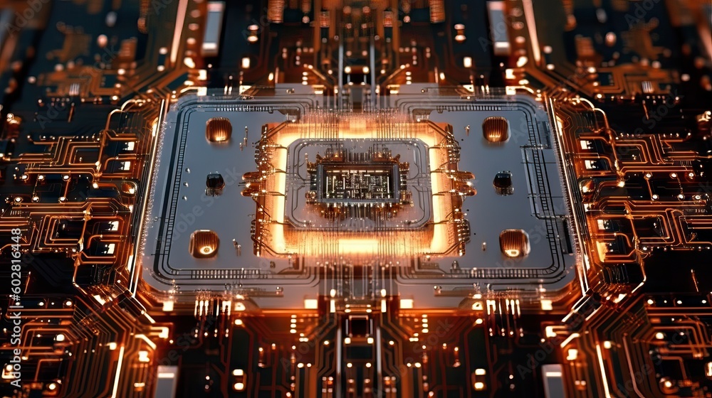 Highly detailed technology texture, AI supercomputer Chrome, insane ...