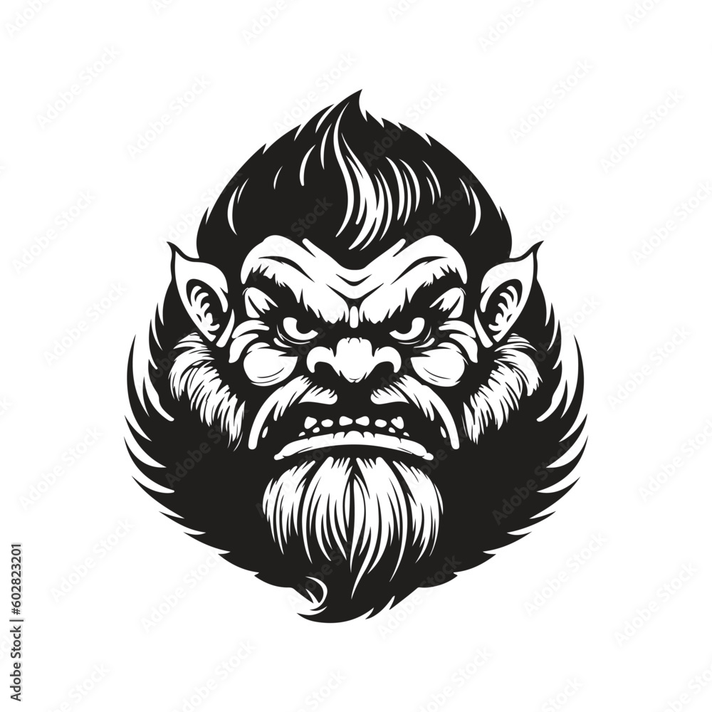 troll, vintage logo line art concept black and white color, hand drawn ...