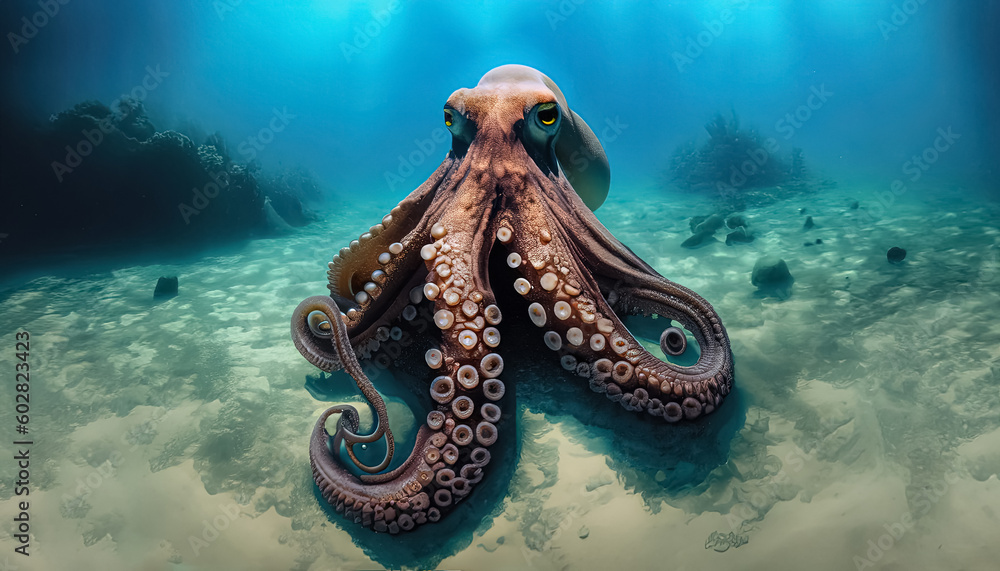 Graceful Octopus Swimming Across the Ocean Floor - Capturing the ...