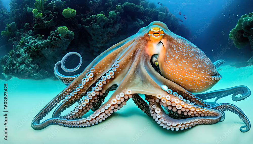 Graceful Octopus Swimming Across the Ocean Floor - Capturing the ...