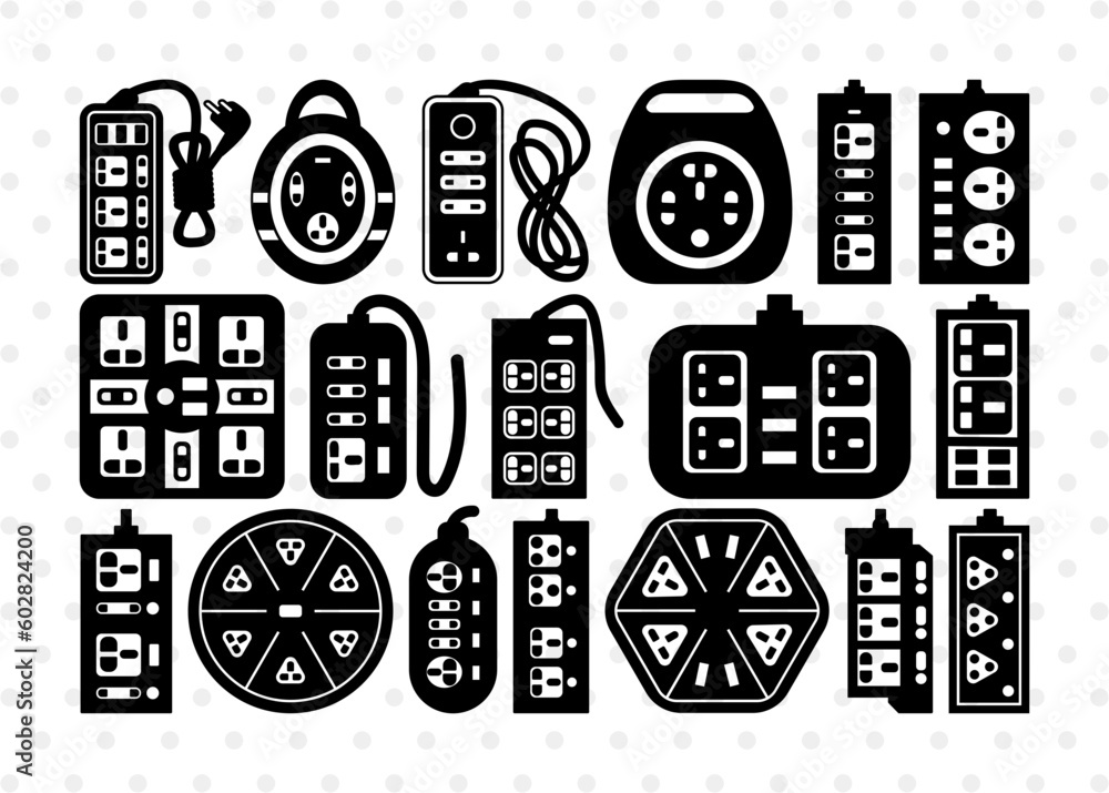 Malti Plug Silhouette, Electric Plug SVG, Electricity Device Svg, Multi ...