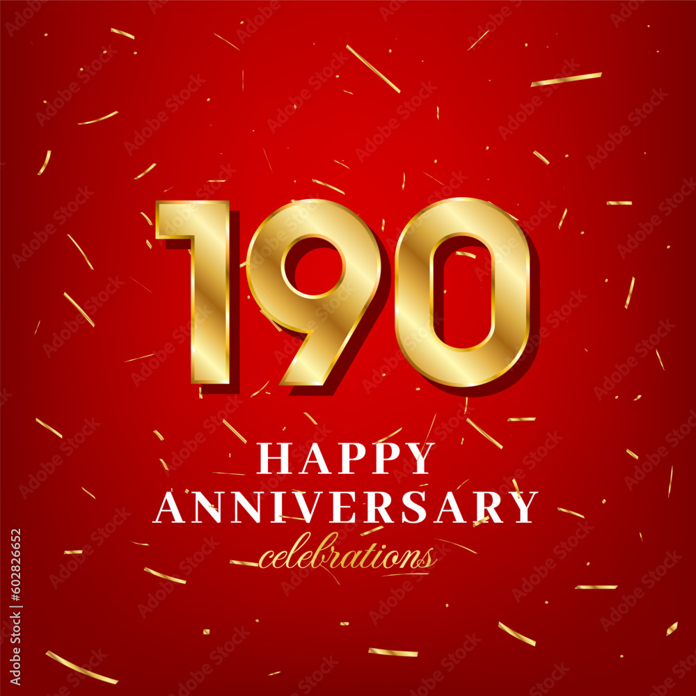 190th anniversary vector template with a golden number and golden ...