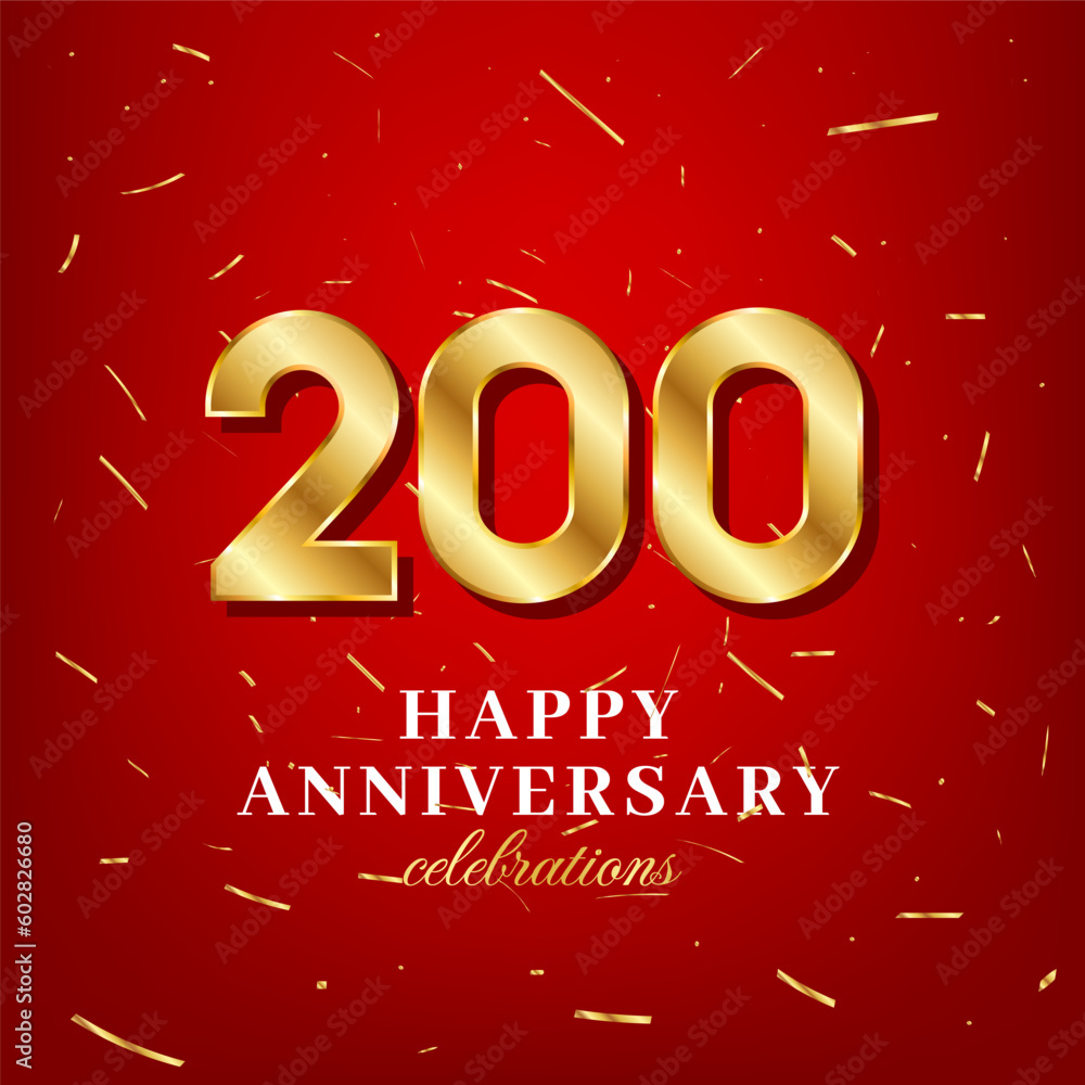 200th anniversary vector template with a golden number and golden ...