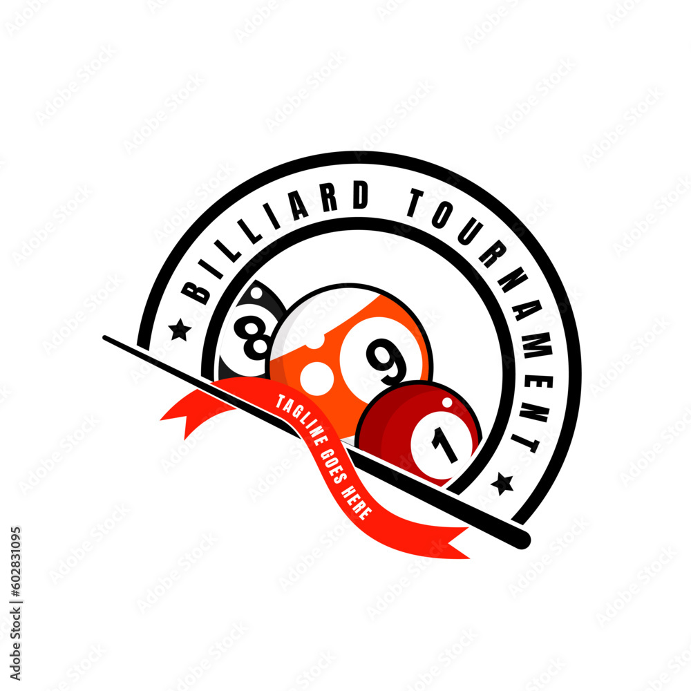 Simple billiards logo template illustration with billiard balls and ...