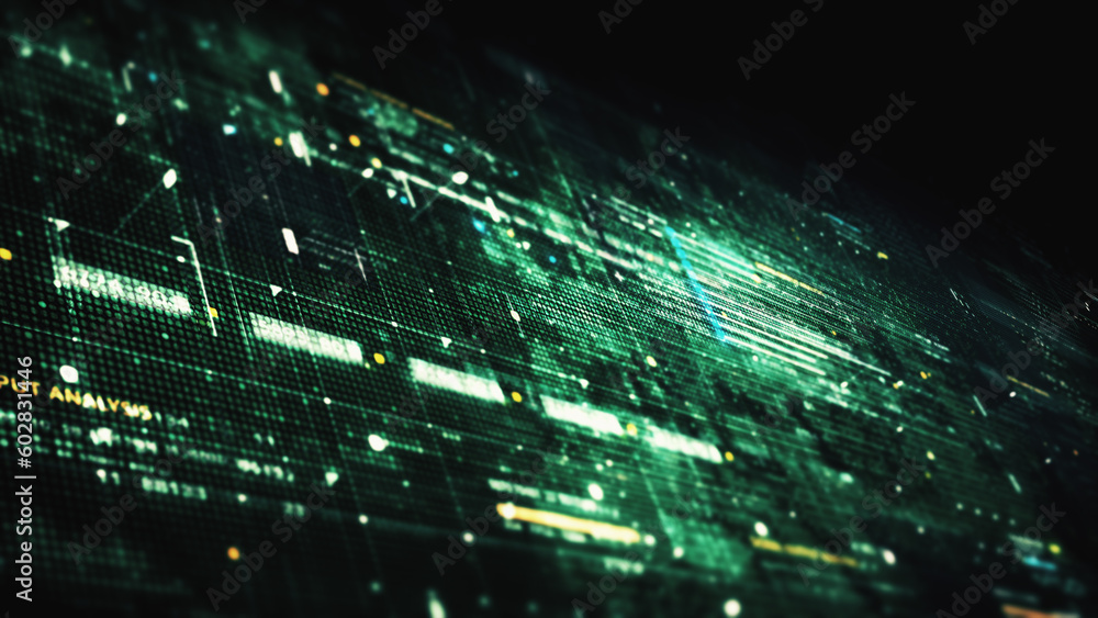 Advance data matrix, telemetry and encrypt numbers simulation user interface display in cyber ...