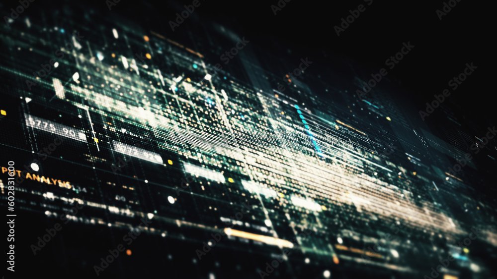 Advance data matrix, telemetry and encrypt numbers simulation user interface display in cyber ...