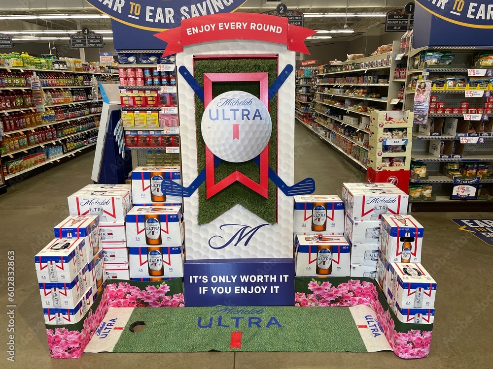 Grocery store Michelob ultra beer display Stock Photo | Adobe Stock
