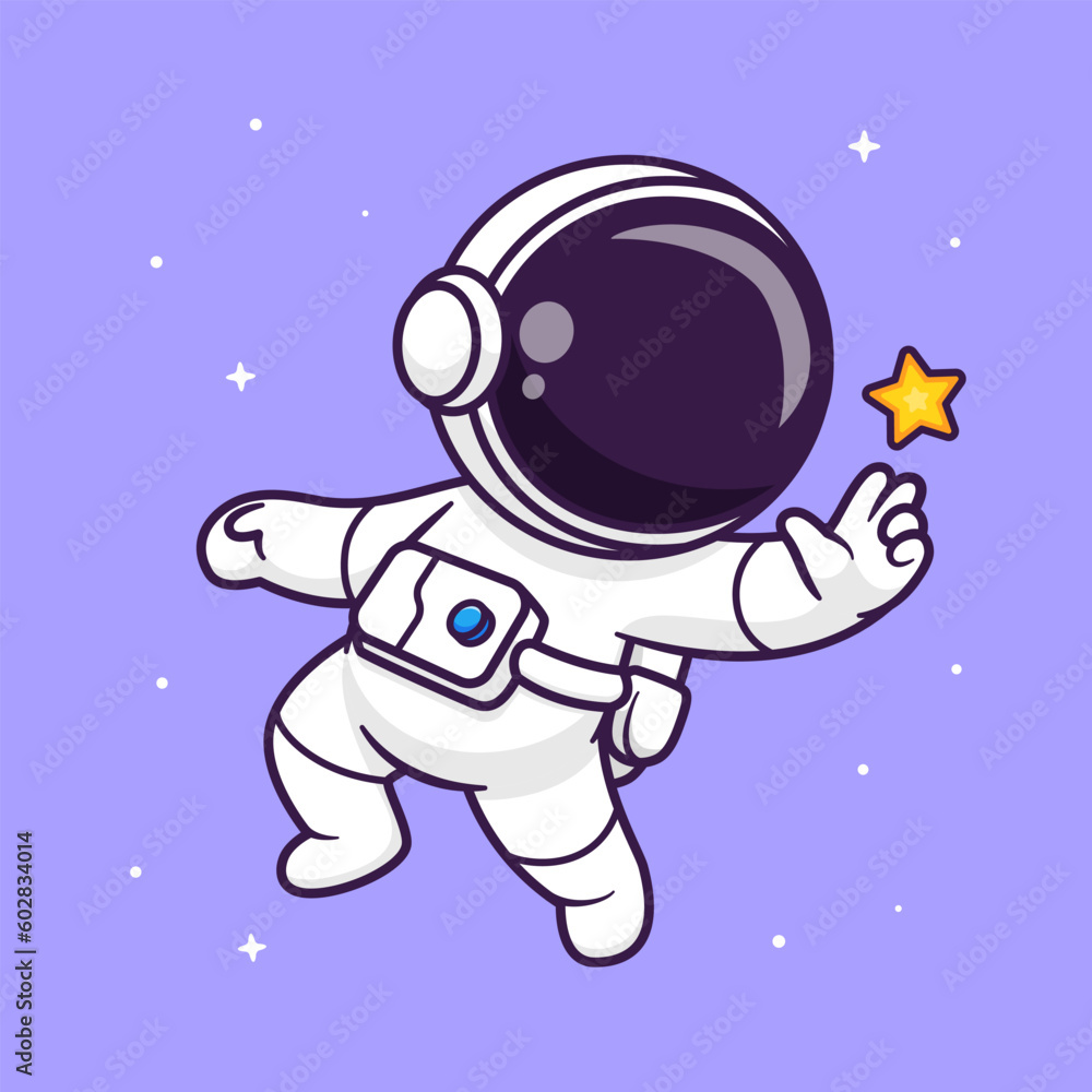 Cute Astronaut Floating In Space With Star Cartoon Vector Icon ... Cute Astronaut Floating In Space With Star Cartoon Vector Icon ...