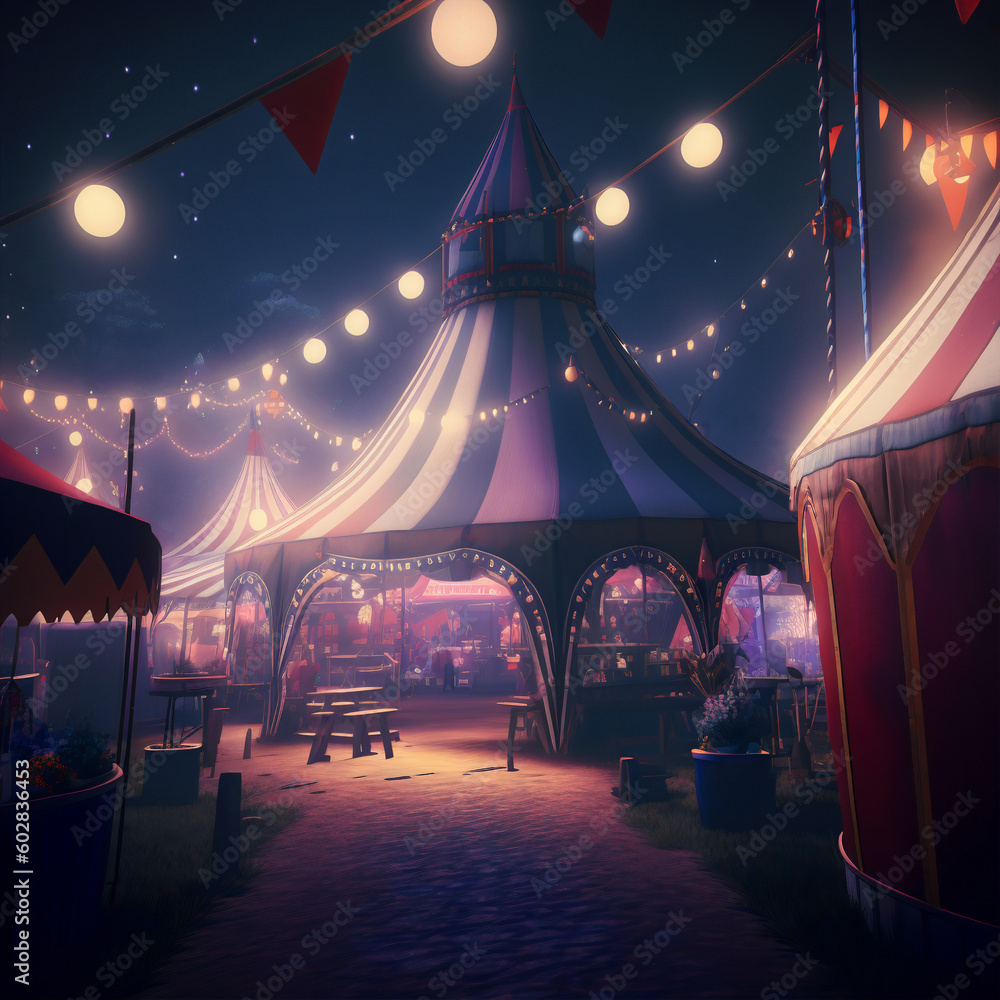 Midnight Spectacle: Illuminated Wonders of the Night Circus. Generative ...