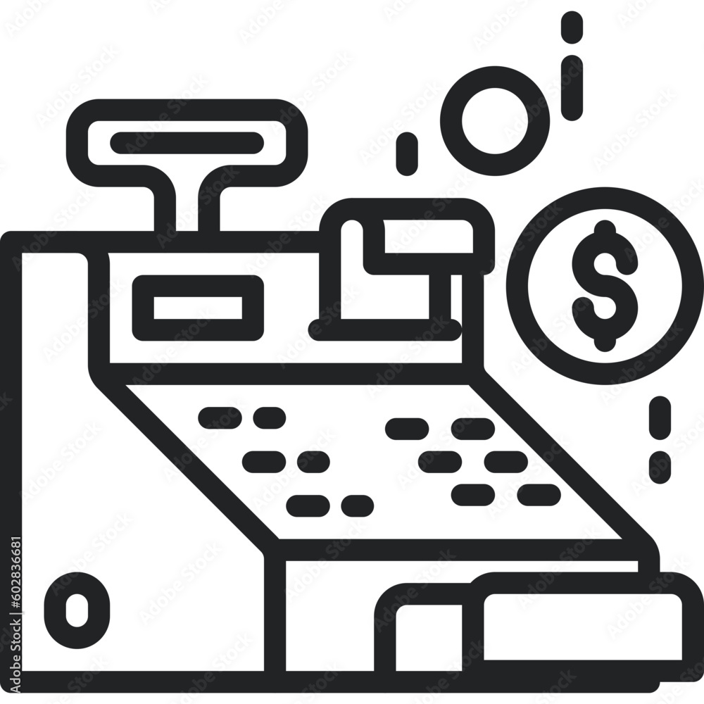 Cash register outline icons. Vector illustration. Isolated icon ...