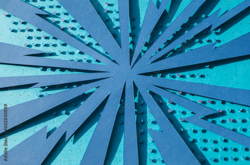 Handmade blue paper cut dot background. Pop art and comic concept. Blue ...