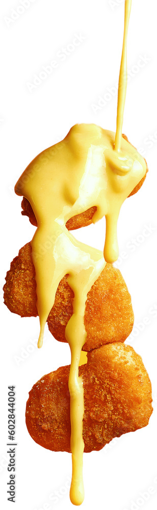 levitating chicken nuggets topped with cheese sauce flying nuggets png ...