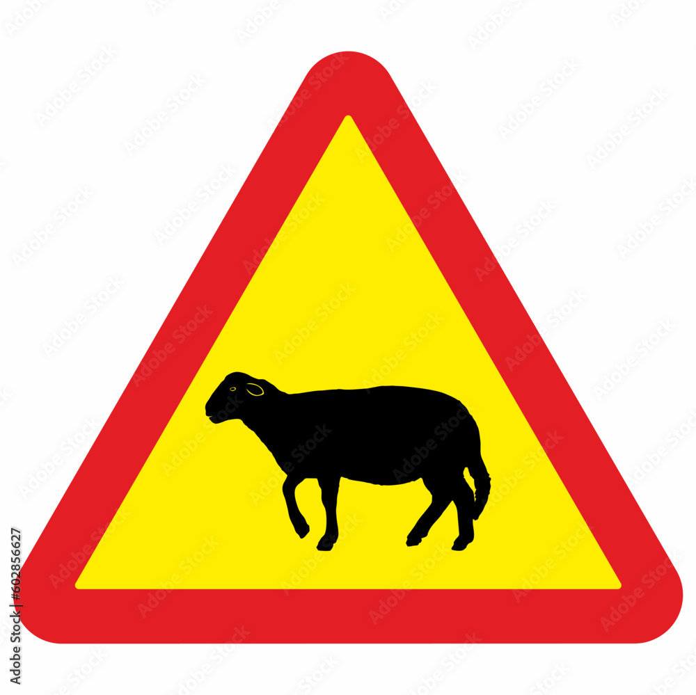 Road sign, crossing animals, warning traffic sign, increased incidence ...