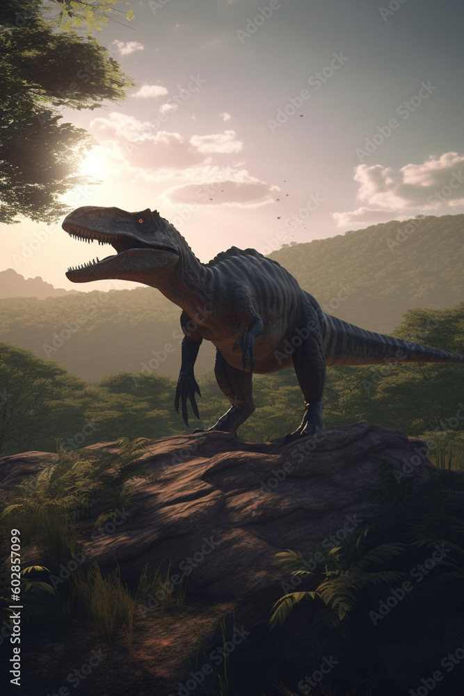 Roaming the Ancient Lands A Realistic Illustration Showcasing the ...