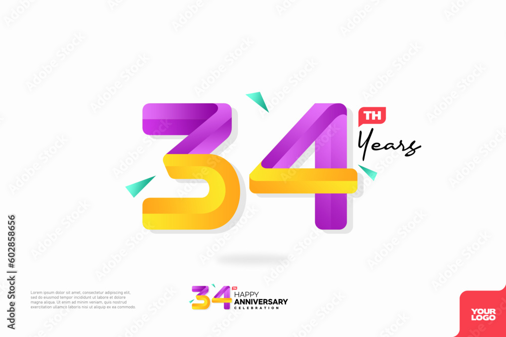 Number 34 logo icon design, 34th birthday logo number, anniversary 34 ...