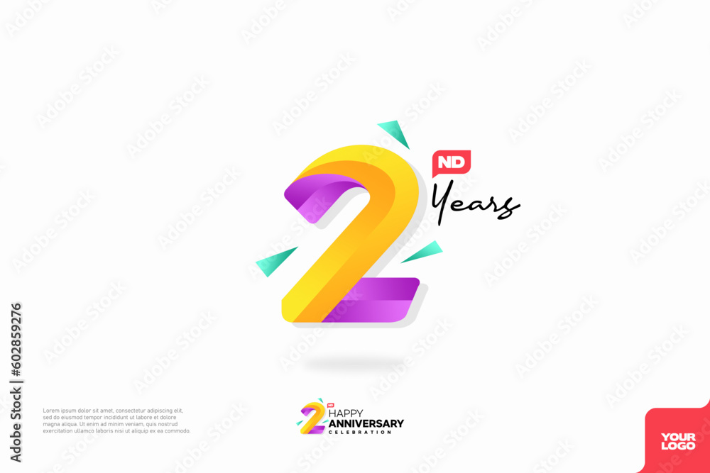 Number 2 logo icon design, 2nd birthday logo number, anniversary 2 ...