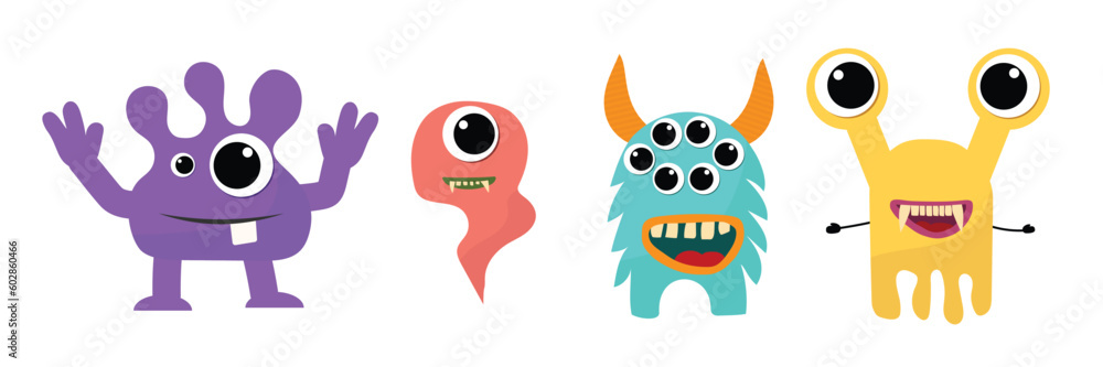 Cartoon monster collection. Crazy cute monsters different comic ...