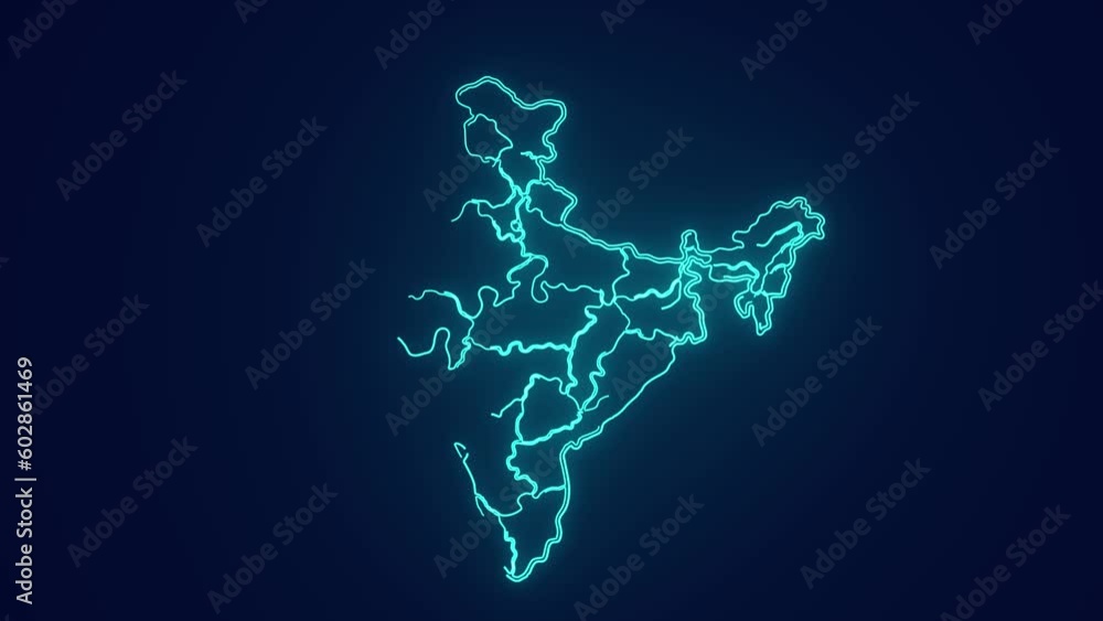 India map with states territory futuristic neon animation 素材庫影片 | Adobe ...