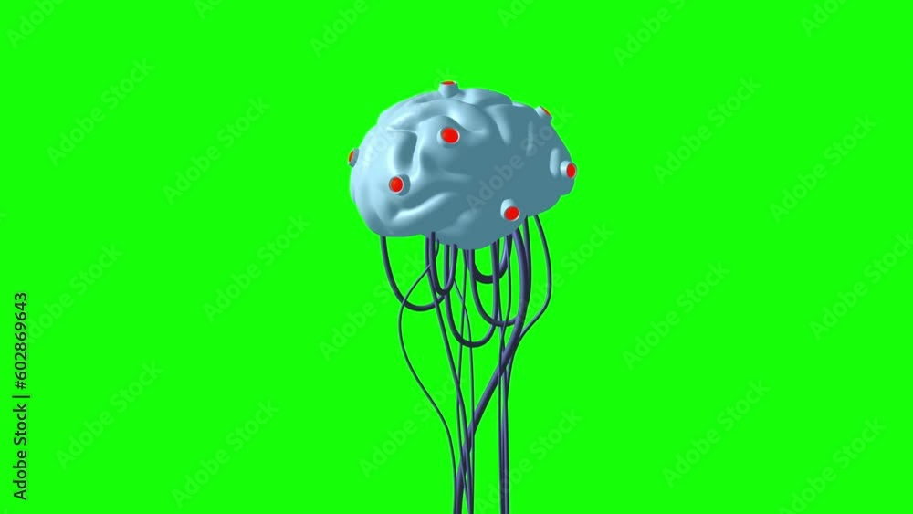 Cyber brain wired neural network. Robotic eternal organ. Cyborg robot ...