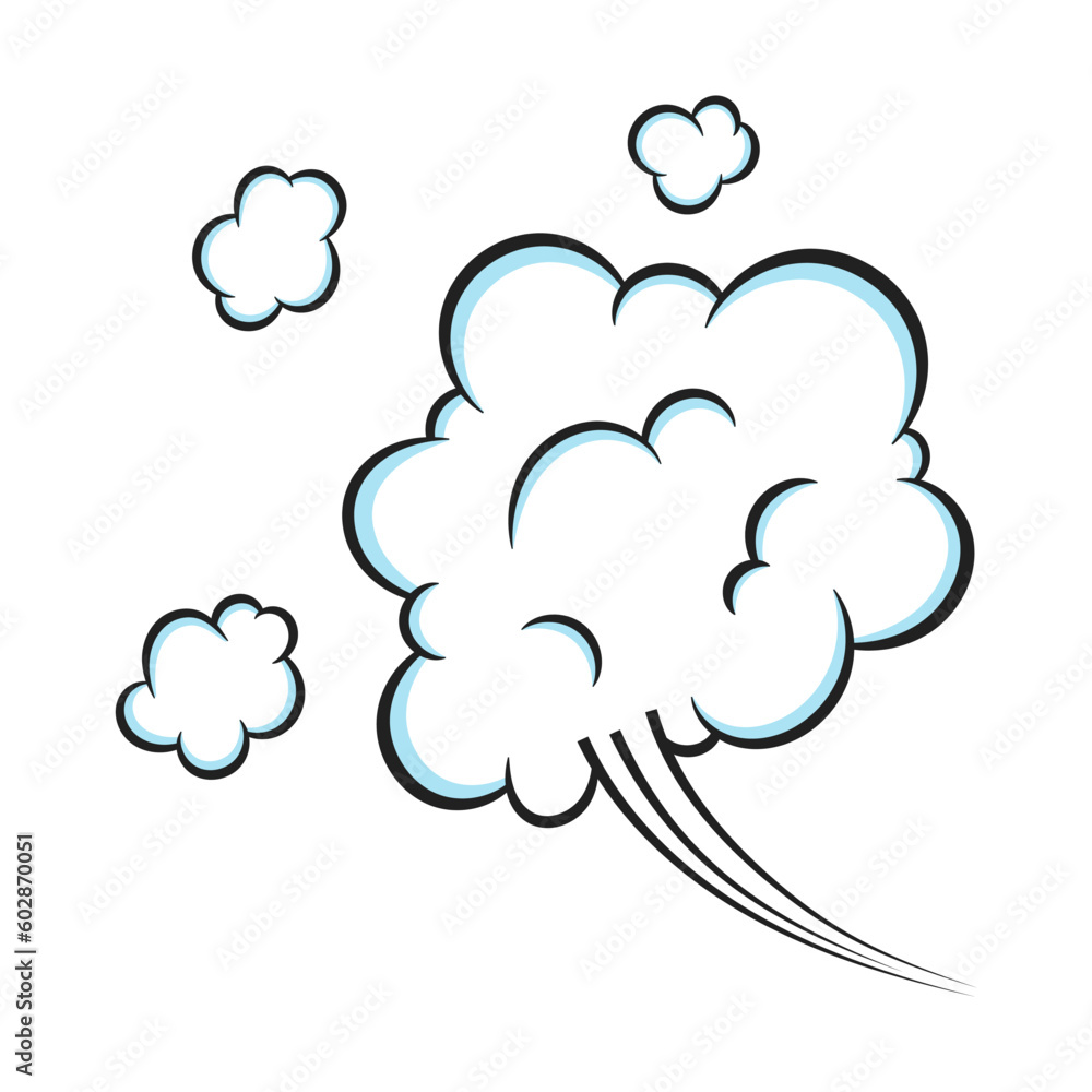 Fart smoke smelling cloud pop art comic book cartoon flat style design ...