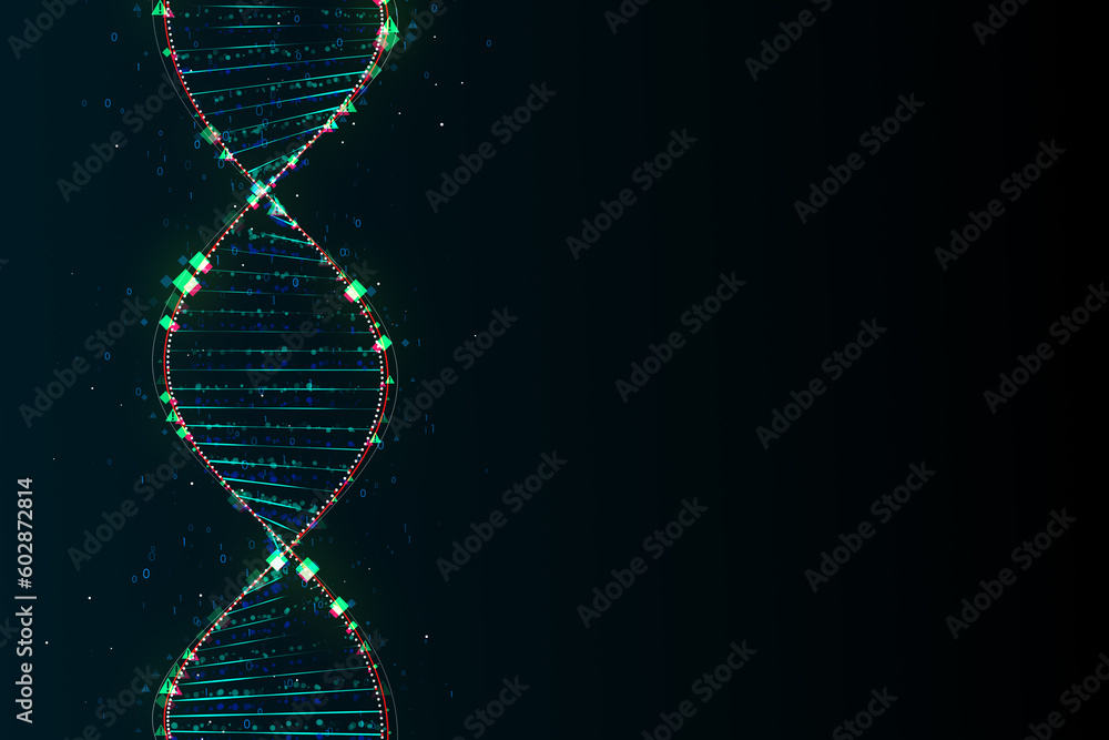 Innovation, science and genetics concept with bright digital DNA ...