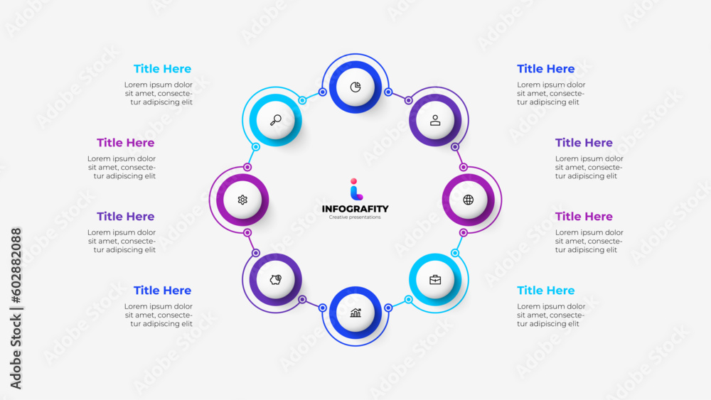 Diagram with eight circles connected by thin lines. Template for cycle ...